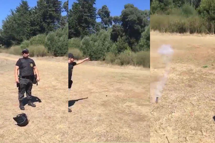 Momento en que granada explota y deja a tres gendarmes lesionados en ...