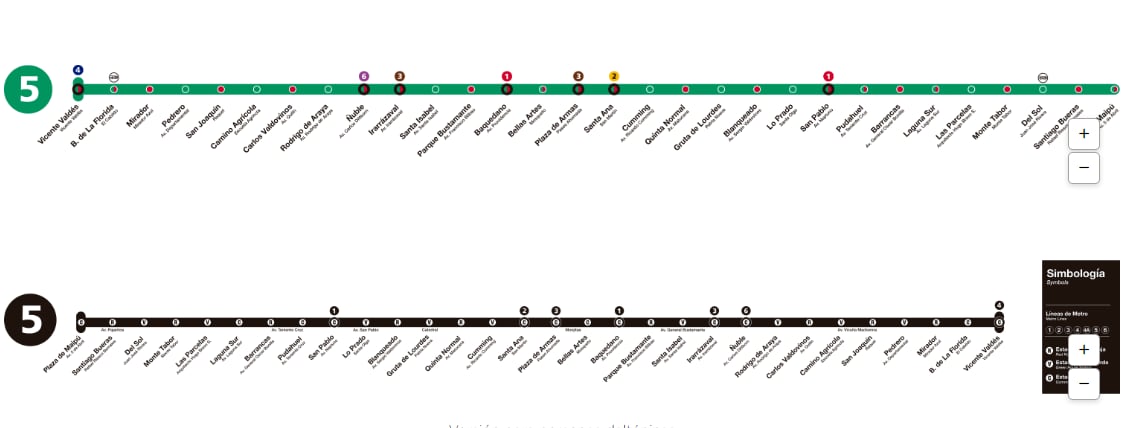 Cuáles estaciones de la Línea 5 cambian de color - La Tercera